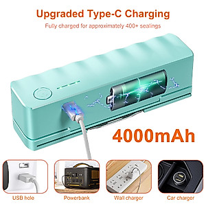 Mini Heat Sealer for Plastic Bag: Portable Handheld Resealer Machine for Mylar Bags Food Storage Snacks Freshness, 5 Adjustable Gears Chip Bag Sealer (Carbon black) (green)