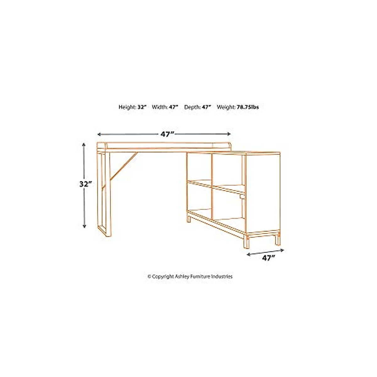 Signature Design by Ashley Gerdanet Modern Farmhouse Home Office L-Shaped Desk with Side Storage, Beige