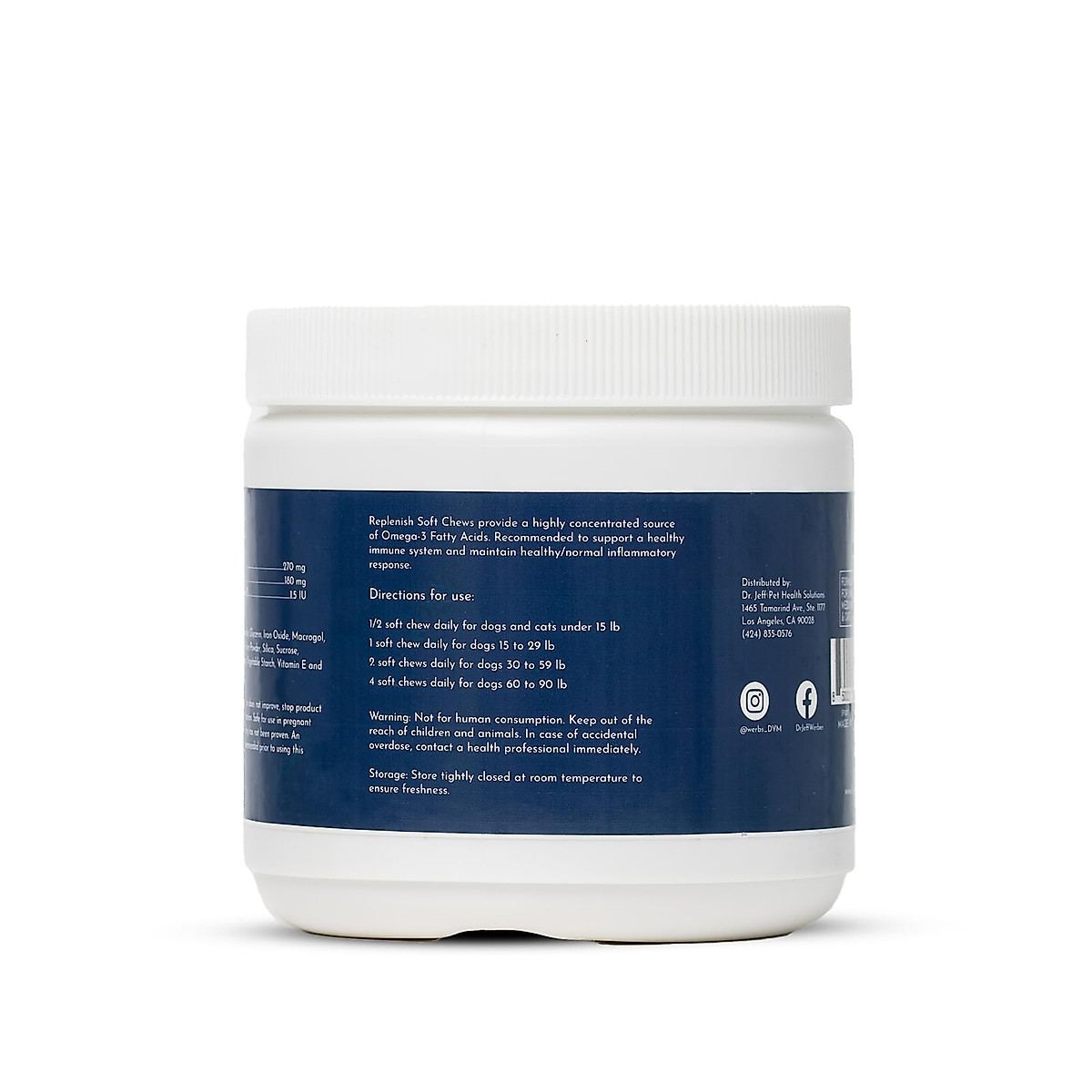 Dr. Jeff Werber Replenish Omega 3 Fatty Acid Chew for Pets & Dogs - Soft Fish Oil Chews with Natural Ingredients for Boosting Immune System and Regulating Inflammatory Response - 60 ct. (Small/Medium)