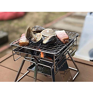 CAMPINGMOON Small Size Stainless Steel Portable Tabletop Charcoal Grill with Carry Bag X-MINI