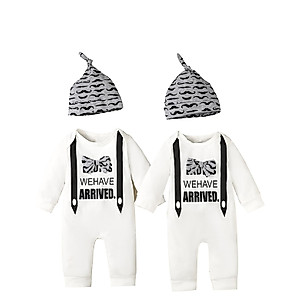Aslaylme Baby Boy Matching Outfit Newborn Boy Twins Bodysuit Ladies We Have Arrived Romper (White,0-3 Months)