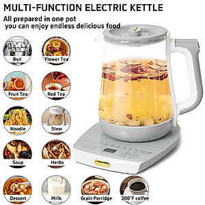 cglightwsparkle Electric Smart Hot Tea Maker Kettle Pot with Tea Infuser, Health Pot Temperature Control and Tea Keep Warm, 12 Functional Procedures, large 1.8 Liters of Capacity