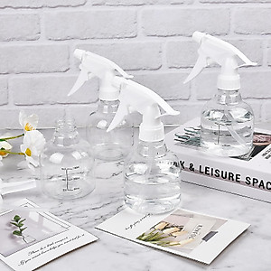 Worldity 24 Pcs Empty Plastic Spray Bottles 8oz, Spray Bottles, Mini Spray Bottles with Measurement Adjustable Nozzle, Refillable Spray Bottles for Hair Plant Kitchen Bath, White