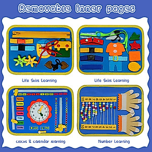 BESFAN Busy Book for Toddlers 1-3, Montessori Toys Busy Board Educational Sensory Learning Toys with Life Skills Travel Toys for Toddlers 1-3 for Road Trip Plane Car