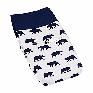 Navy Blue and White Changing Pad Cover for Big Bear Collection by Sweet Jojo Designs