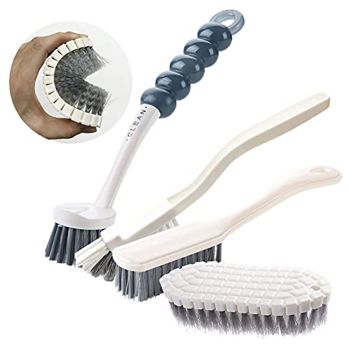 4 Pack Deep Cleaning Brush Set-Kitchen Cleaning Brushes, Includes Grips Dish Brush, Bottle Brush, Scrub Brush Bathroom Brush, Shoe Brush for Bathroom, Floor, Tub, Shower, Tile, Bathroom, and Kitchen