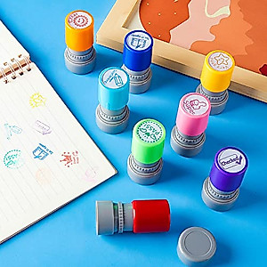 8 Pack Teacher Stamps Self Inking Teacher Stamp Set Picture Stamps for Teachers Motivation Teacher Stamps Colorful Supplies Stamps for Homework