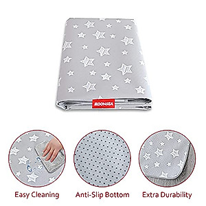 Mealtime Splat Mat for Under High Chair Mat, Non Slip Waterproof Floor Mats Washable Portable Picnic Splash Mat for Baby Art/Craft/Playtime, 42X46 Inch - Grey Star