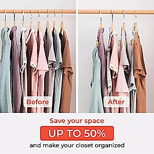Muazida 50 Pcs Clothes Hanger Connector Hooks, Hanger Hooks Space Saver for Wooden Hangers, Cascading Hangers Space Saving Organizer for Heavy Duty Clothes (White)