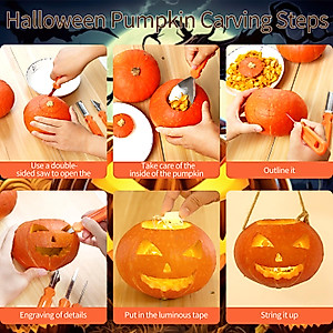 COJOSQC 23-PCS Pumpkin Carving Kits, Halloween Pumpkin Lights Essential Carving Tools, jack-o'-lantern Tool Set, A perfect set of carving knives for kids' Halloween decorations.