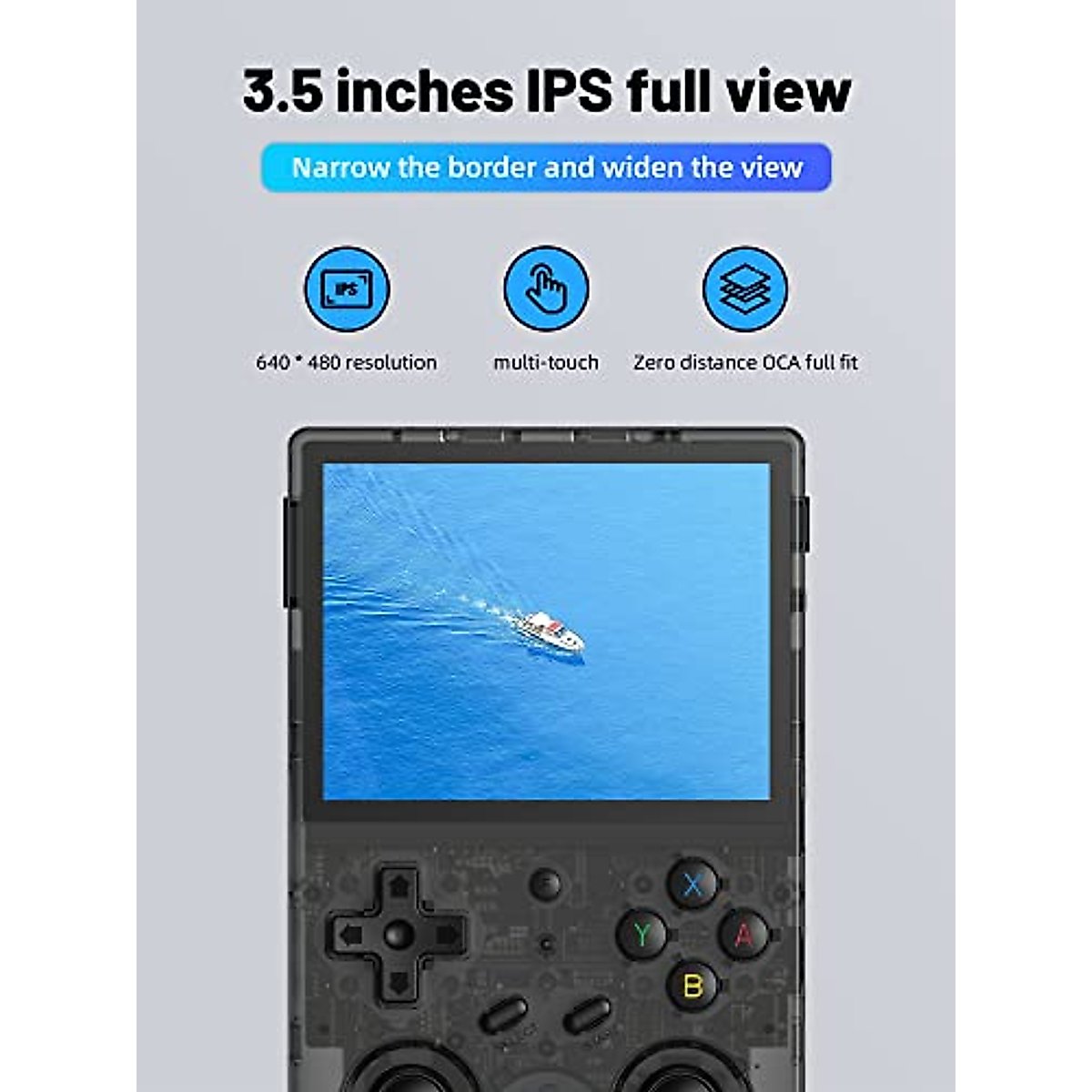 RG353V Handheld Game Console 16G + 128G TF Card, 3.5-Inches Display Dual OS Android 11, Linux System Support 5G WiFi 4.2 Bluetooth, RK3566 Chip Built-in 15000+ Classic Games (Black Transparent)