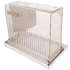 Cabilock Transparent holder kitchen utensil cutting board organizer holder for kitchen drawer kitchen tool holder flatware plastic tray block the pet white household