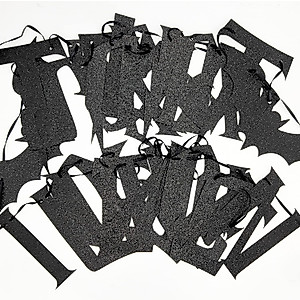 CAVLA Glitter It's Frickin Bats I Love Halloween Banner Black Glittery Halloween Garland Banner with Bat Signs Happy Halloween Party Decorations for Haunted Houses Home Wall Fireplace Party Supplies