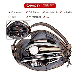 Handbags for Women Large Designer Ladies Hobo bag Bucket Purse Faux Leather (Khaki)