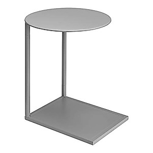 HollyHOME Round&Rectangle Metal End Side Table, Accent Anti-Rust Waterproof Simplistic Sofa Table, Modern Outdoor&Indoor Characteristic Coffee Table, (D)18.03"x(H)23.03"x(L)17.24"x(W)13.27", Grey