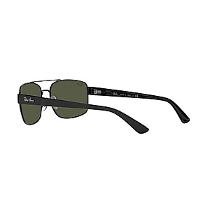 Ray-Ban Men's RB3687 Square Sunglasses, Black/Green, 61 mm