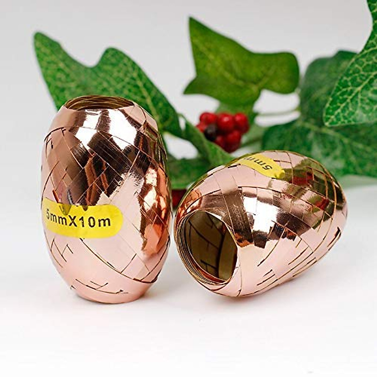 Ancoo 6 Rolls Rose Gold Curling Ribbon Rose Gold Balloon Ribbon Roll Gift Wrapping Curling Ribbon, 60m