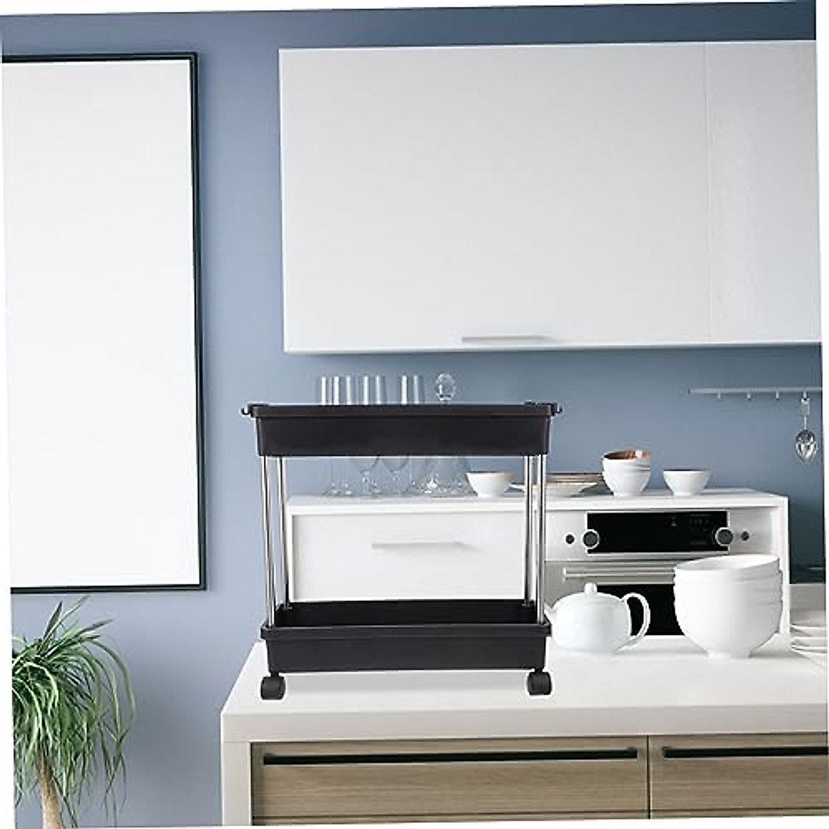 GRIRIW Shelf l Brackets Heavy Duty Heavy Duty Storage Shelves Plastic Stand Adjustable Shelving Kitchen Rolling cart Rolling Utility cart Storage Cart Floor Toiletries Stand Office Tray