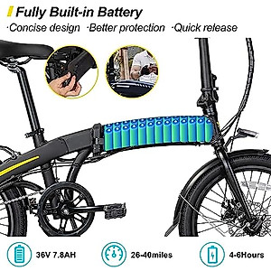 HILAND ROCKSHARK 20 inch Folding Electric Bike for Adults,Electirc Bicycle with 250W Motor,36V 7.8AH Removable Battery Shimano 7-Speed Electric Foldable Bicycles, Urban Ebike for Men Women