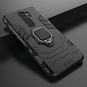 DWAYBOX Case for Xiaomi Redmi Note 8 Pro Ring Holder Iron Man Design 2 in 1 Hybrid Heavy Duty Armor Hard Back Case Cover Compatible with Xiaomi Redmi Note 8 Pro 6.53 Inch (Black)