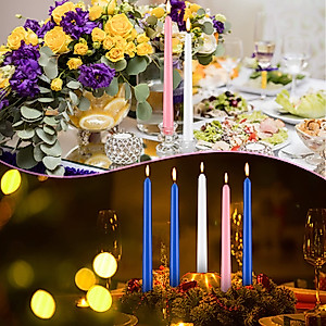 5 Pieces Blue Advent Candle Blue Taper Candles Christmas Advent Candle Long Burning Tapered Candles Dripless Taper Candles and Unscented Candlesticks for Advent Rings and Church Advent Wreaths