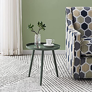 Kings Brand Furniture – Round Metal Side End Table, Nightstand Accent Table, Pedestal Plant Stand for Bedroom Living Room, Green