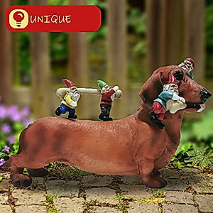 Sunthus Dachshund Garden Gnomes Statues Outdoor Funny Decorations Yard Weiner Decor