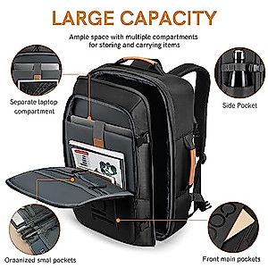 VGOAL Carry On Backpack Flight Approved - 40L Travel Backpacks Daypack Luggage Backpack, Expandable Suitcase Weekender Backpack with Toiletry Bag Fits Up To 17.3" Laptop For Men&Women