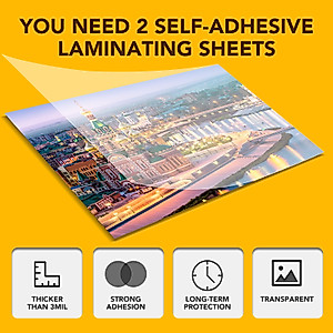 25 Pack Self Adhesive Laminating Sheets, 9 X 12 Inch, Clear Sticker Laminate Sheets Waterproof for Documents, Photos, No Machine Needed Heatless Durable