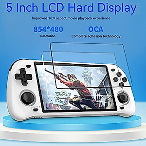 SERYUB RGB10 MAX 2 Video Game Console, 5 "IPS Screen Handheld Game System Multi-Emulator 10000 Games, Retro Game Console Built-in Game 64G, (White) Plus Free toughened Film and Box