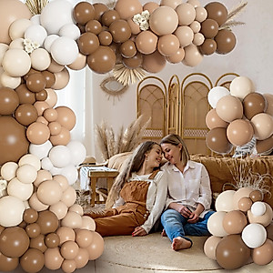 146Pcs Brown Balloons Garland Arch Kit, DIY 18"12"10" Coffee Brown Blush Nude Balloons for Neutral Woodland Teddy Bear Baby Shower Wedding Jungle Safari Birthday Party Decorations