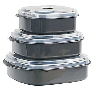 Reston Lloyd Microwave Cookware & Storage, Adjustable Vent on Lids Cookware Set, Multiple Sizes, Gray