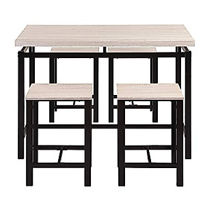 5 Piece Dining Table Set for 4, Kitchen Counter Height Table and 4 Chairs, Bar Table and Chairs Set, Home Kitchen Breakfast Table for Small Spaces Pub Dining Room Kitchen (Beige+Black)
