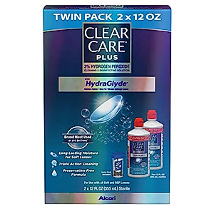 Clear Care Plus Cleaning Solution with Lens Case, Twin Pack, Multi, 12 Oz, Pack of 2