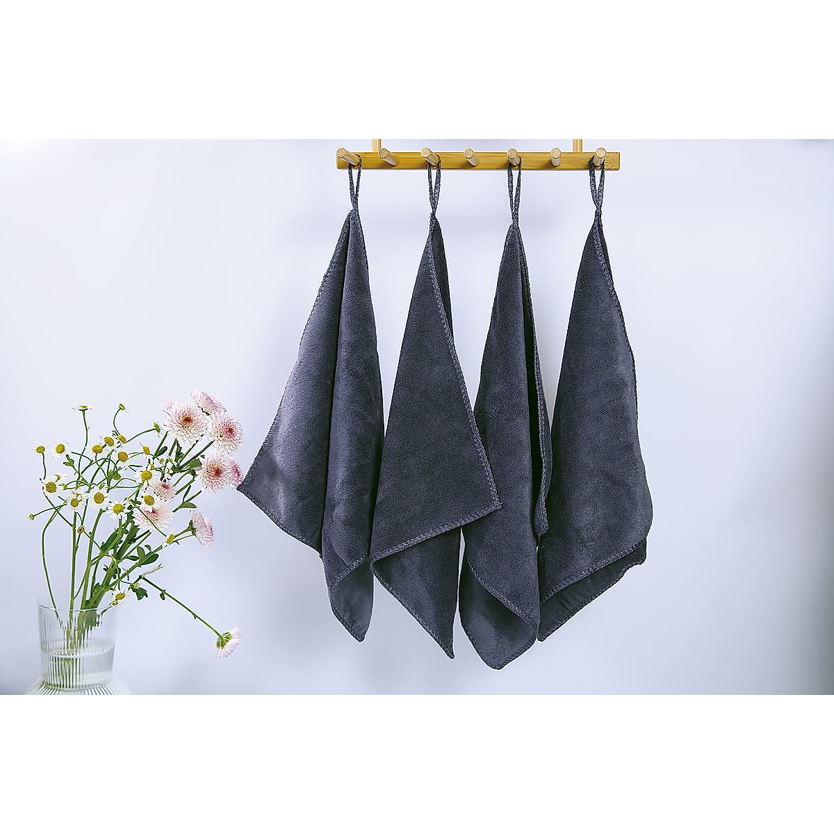 Feezoe Microfiber Facial Cloths Fast Drying Washcloth Absorbent Face Wash Cloth Soft Makeup Remover Cloths 12inch x 12inch 6Pack (White)