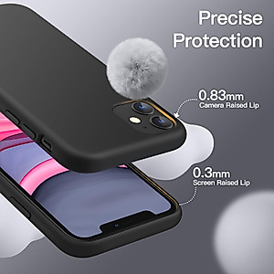 JETech Silicone Case for iPhone 11 (2019) 6.1-Inch, Silky-soft touch Full-Body Protective Case, Shockproof cover with Microfiber Lining, Black