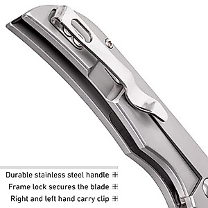 CRKT Oxcart EDC Folding Pocket Knife: Assisted Open Everyday Carry, Plain Edge, Frame Lock, Stainless Steel Handle 6135