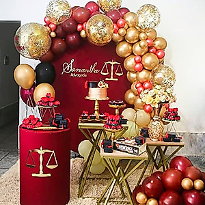 PartyWoo Red and Gold Balloons 50 pcs and Crepe Paper Streamers 6 Rolls