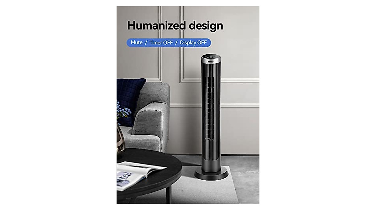 OmniBreeze 36 Inch Bladeless Tower Fan with Remote & Quiet Cooling