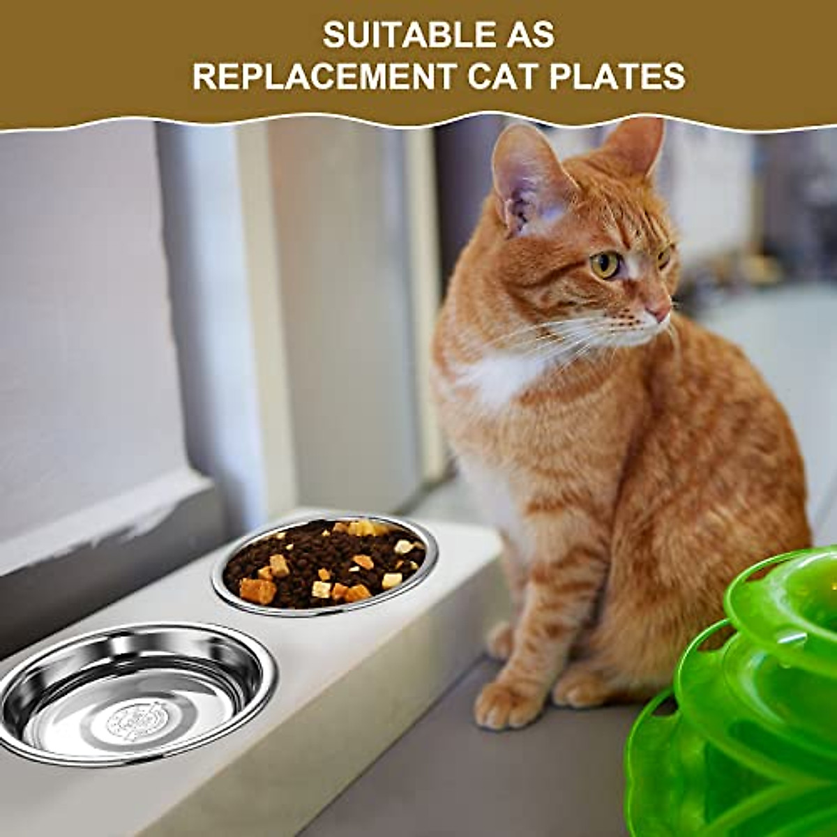 10 Pcs Shallow Cat Food Bowls 6.3 Inches Replacement Stainless Steel Cat Bowls Whisker Fatigue Relief Cat Bowls for Elevated Stand Metal Cat Dishes Basic Bowls for Cat Dishwasher Safe
