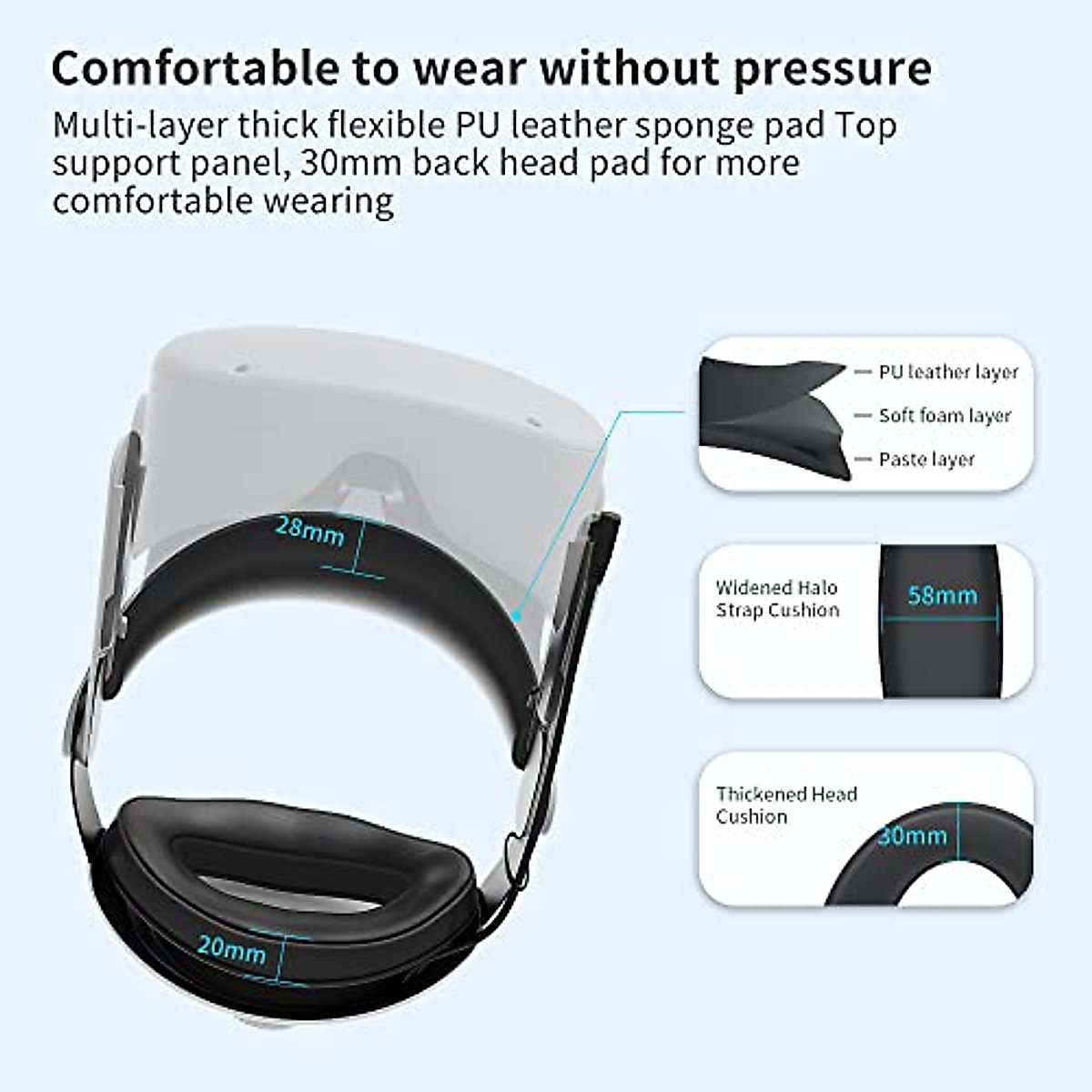 Head Strap for Oculus Quest 2, Meta Quest 2 Accessories Compatible with Quest 2, Replacement for Oculus Quest 2 Elite Strap,Adjustable Oculus Quest 2 Head Strap with Enhanced Support