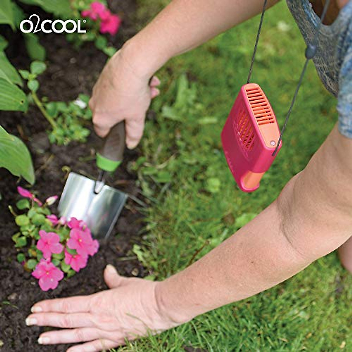 O2COOL Misting Necklace Fan - Portable, Battery Operated with Powerful Vertical Air Flow for Quiet Hands Free Cooling and Personal Travel (Grey 2 Pack)