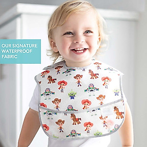 Bumkins Bibs, Disney Toy Story Baby Bibs for Girl or Boy, SuperBib Baby and Toddler Bib for 6-24 Months, Baby Bib for Eating, Feeding Bib, Waterproof Fabric