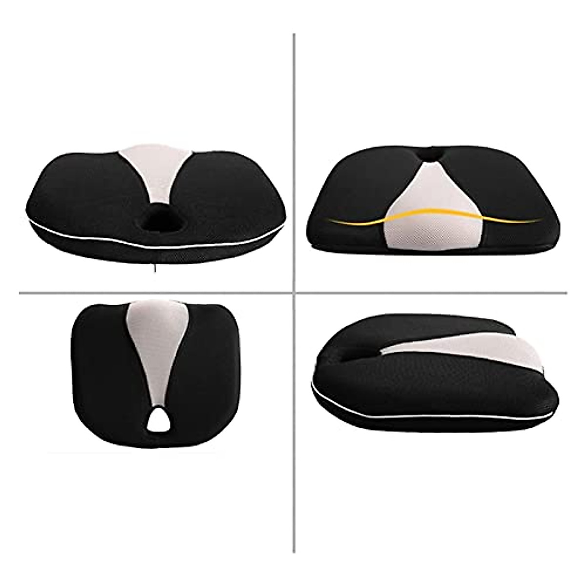 HHWKSJ Seat Cushion Pillow for Office Chair - 100% Memory Foam Firm Coccyx Pad - Tailbone, Sciatica, Lower Back Pain Relief - Contoured Posture Corrector for Car, Wheelchair, Computer and Desk Chair