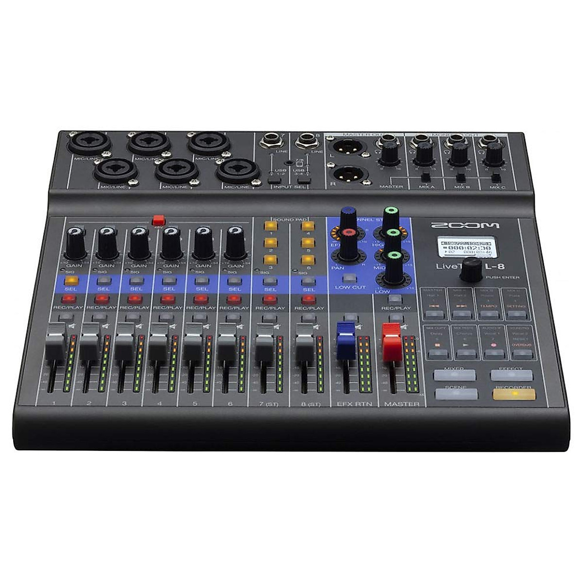 Zoom LiveTrak L-8 Portable 8-Channel Digital Mixer/Recorder with AKG K 240 Studio Pro Headphones & XLR Cable Bundle