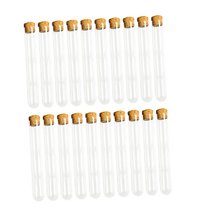 Luxshiny 30pcs Mini Test Tubes Jar with Lid Party Favors Test Tube Test Tubes with Stoppers Candy Containers Terrarium Wedding Favors Test Tubes with Cork Stoppers Bamboo Set Glass
