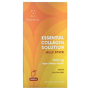 EVERYDAZE Essential Collagen Solution Jelly Stick | Vegan Collagen Peptide | Mango | 10 Packs | Hair, Skin, Nails, Beauty, Bone, Joint Health | Vitamins, Minerals, Antioxidants for Men & Women