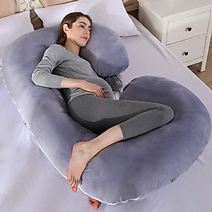 Pregnancy Pillow for Pregnant Women,Full Body Pillows for Sleeping,C Shaped Maternity Pillows for Side Sleepers,Support Back, HIPS, Legs and Belly, Removable Washable Soft Cover (Gray)