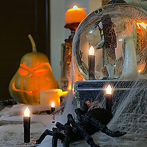Gedengni Black Taper Candles with Remote Battery Operated Taper Candlesticks for Halloween Party Christmas Decoration