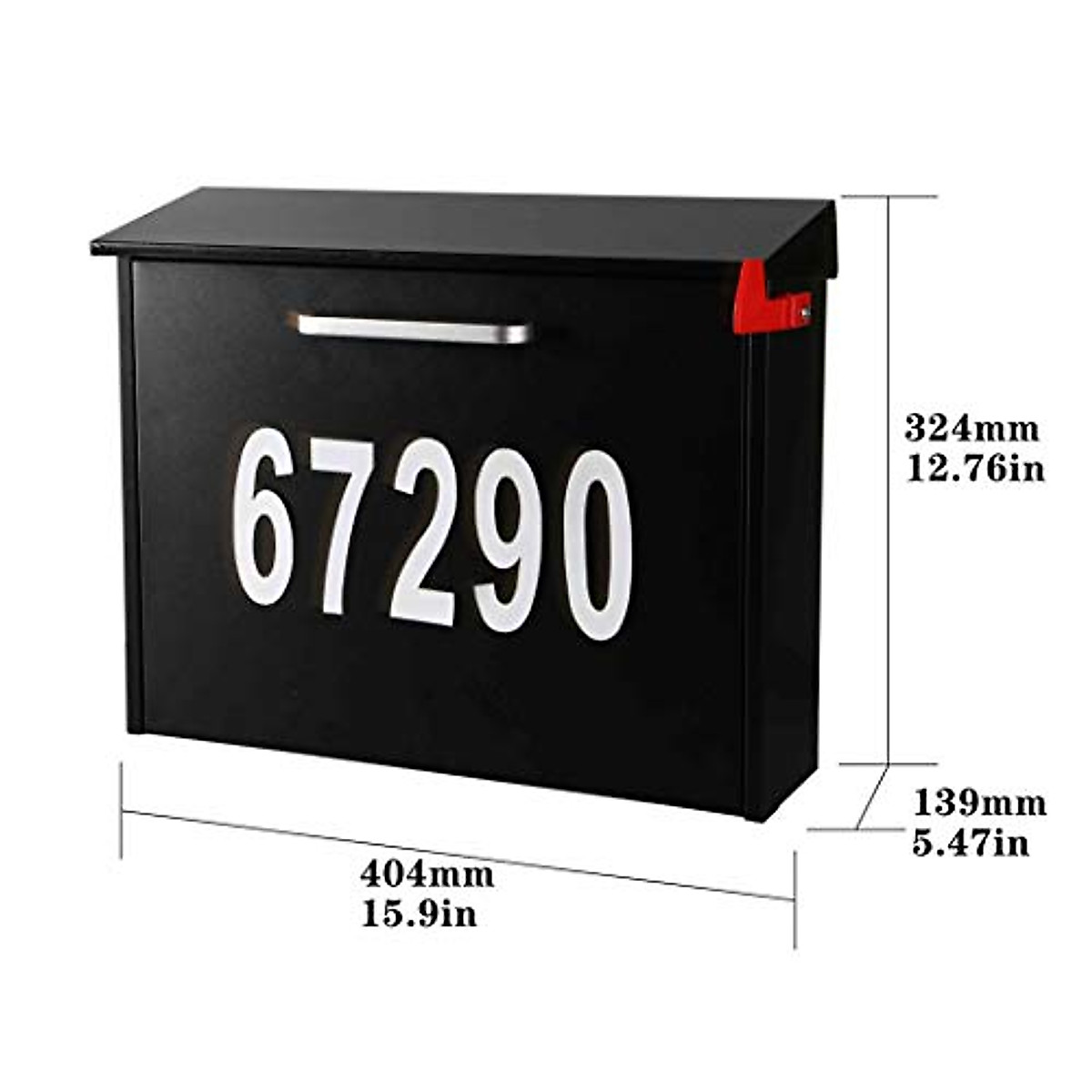 Wall Mount Locking Mailbox with Code Lock - Black Large Capacity with House Numbers Security Digital Password Lock Mailbox - Waterproof Iron Vertical Drop Mail Box Package Delivery Box Outdoor